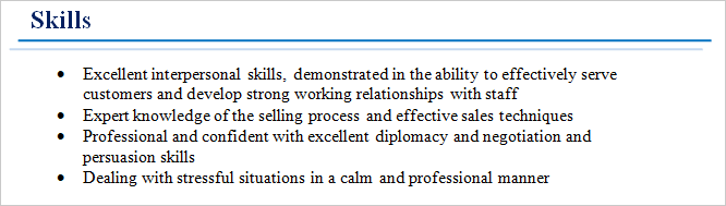 Cv personal qualities skills example
