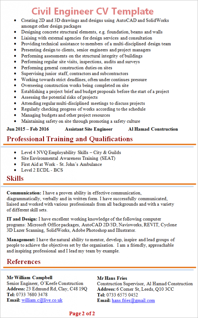 (Download: engineering CV template )
