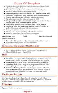 ESOL :: English for Speakers of Other Languages: Editor CV Template